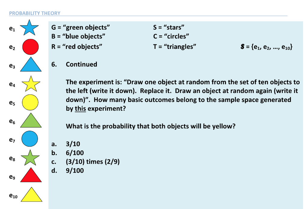 Solved PROBABILITY THEORY ei G = "green objects” B = "blue | Chegg.com
