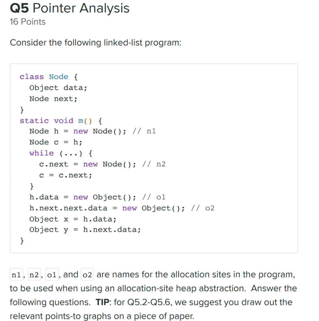 Solved Note : Please draw out the relevant points-to graphs | Chegg.com