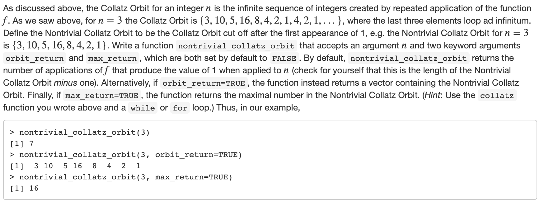 Solved . As discussed above, the Collatz Orbit for an | Chegg.com