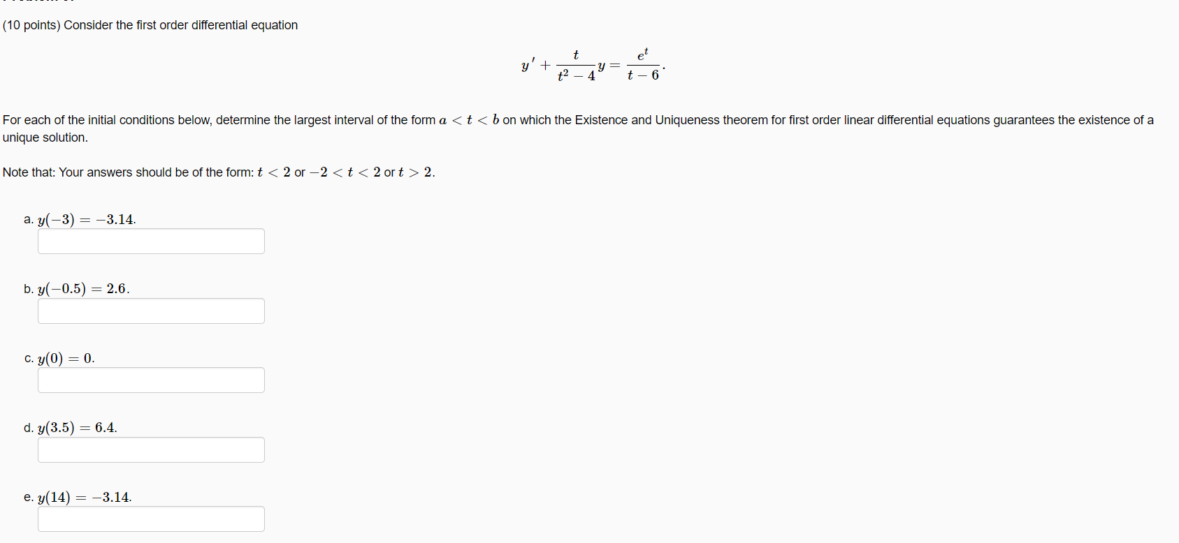 Solved (10 points) Consider the first order differential | Chegg.com