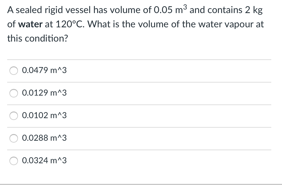 Solved A sealed rigid vessel has volume of 0.05 m3 and | Chegg.com