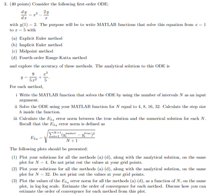 3. (40 points) Consider the following first-order | Chegg.com