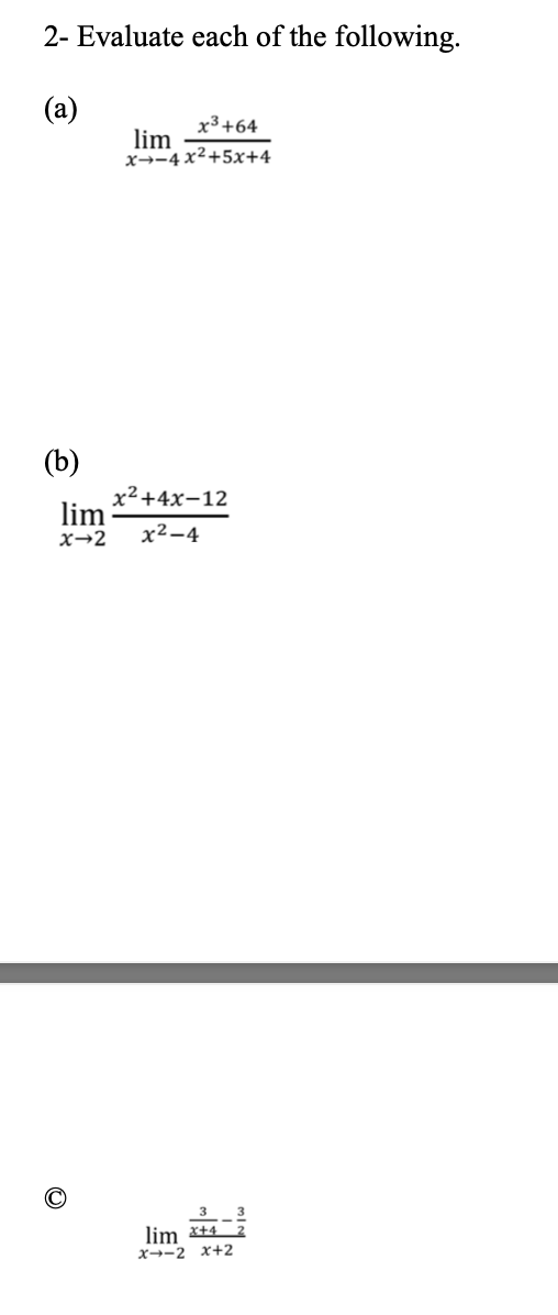 Solved 2- Evaluate each of the following. (a) | Chegg.com