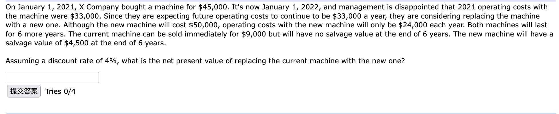 Solved On January 1, 2021, X Company bought a machine for | Chegg.com
