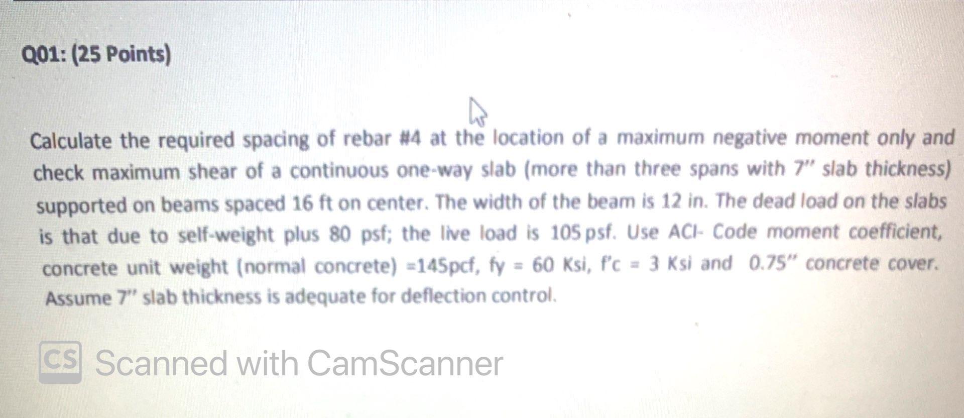 Solved Q01: (25 Points) Calculate the required spacing of | Chegg.com