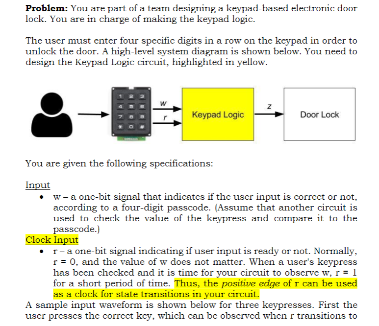 Solved Problem: You are part of a team designing a | Chegg.com
