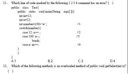 Solved 11. Which line of code marked by the following 1 2 3 | Chegg.com