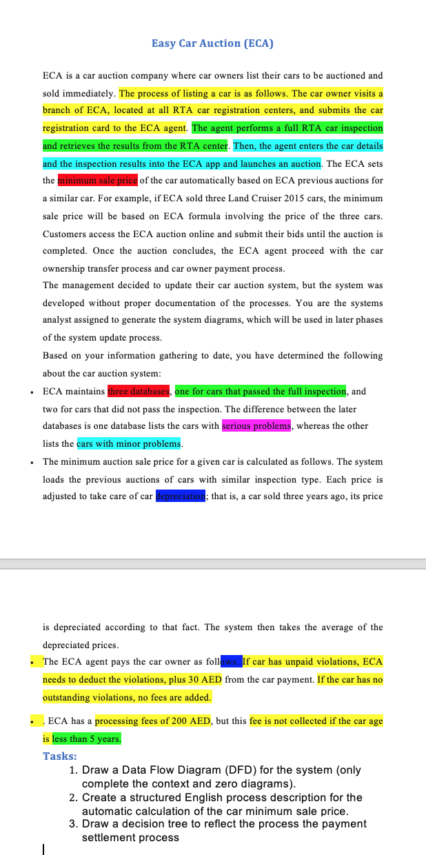 Easy Car Auction (ECA) ECA is a car auction company | Chegg.com