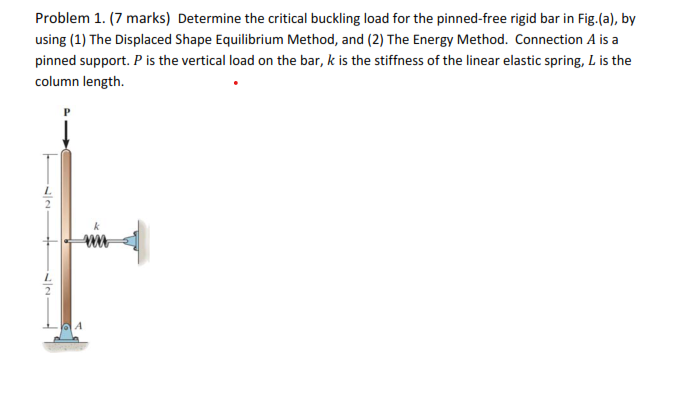 Solved Problem 1. (7 marks) Determine the critical buckling | Chegg.com