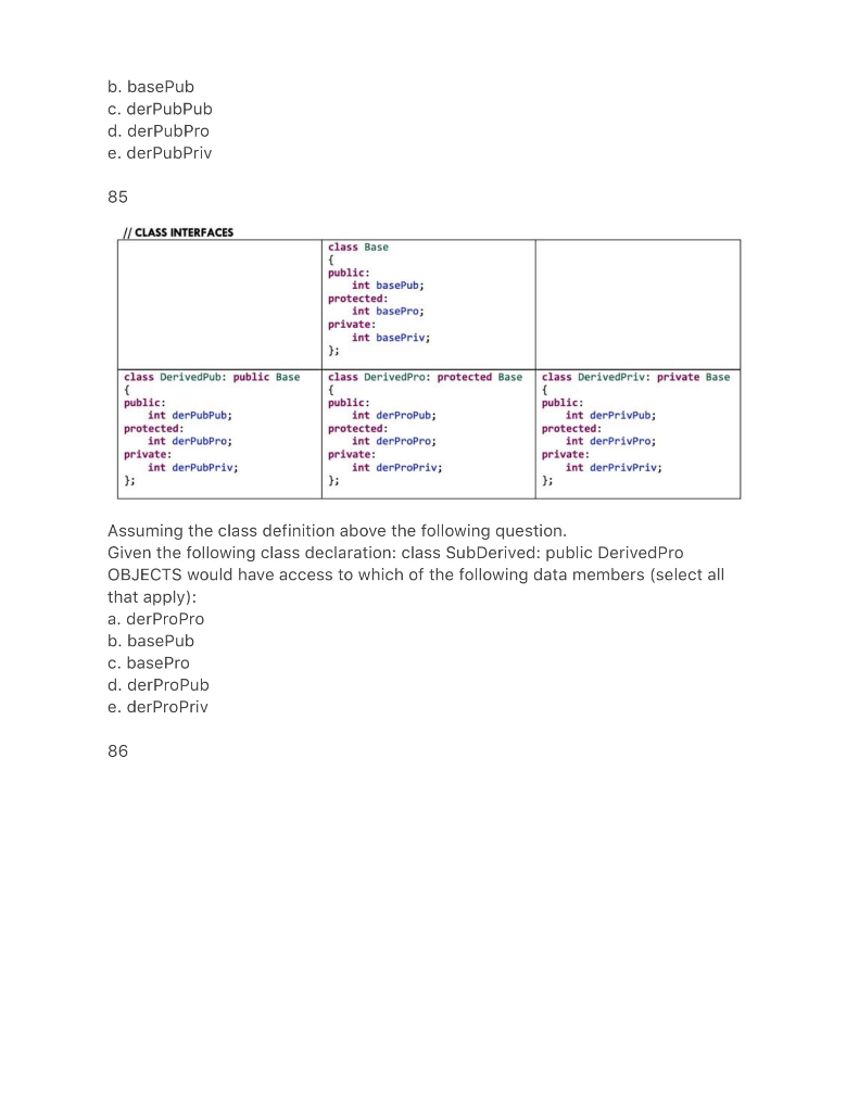 Solved Class Interfaces Class Base Public Int Basepub