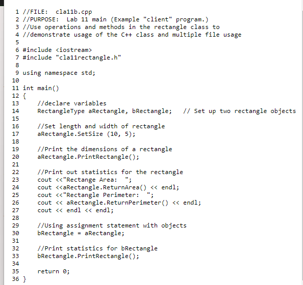 Solved 1 //FILE: cla11rectangle.h 2 //This file is a | Chegg.com