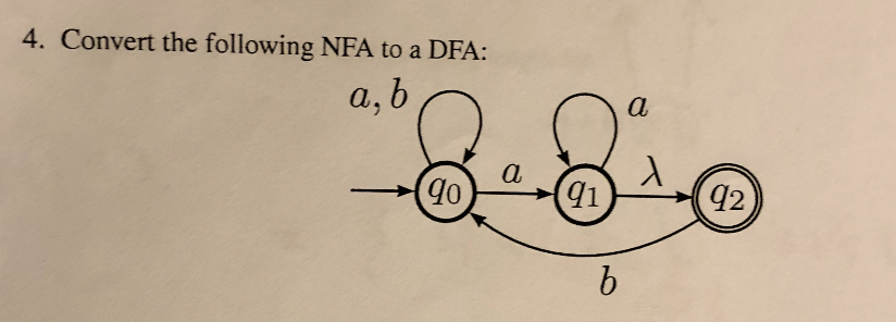 Solved 4. Convert the following NFA to a DFA: a, do 42 | Chegg.com