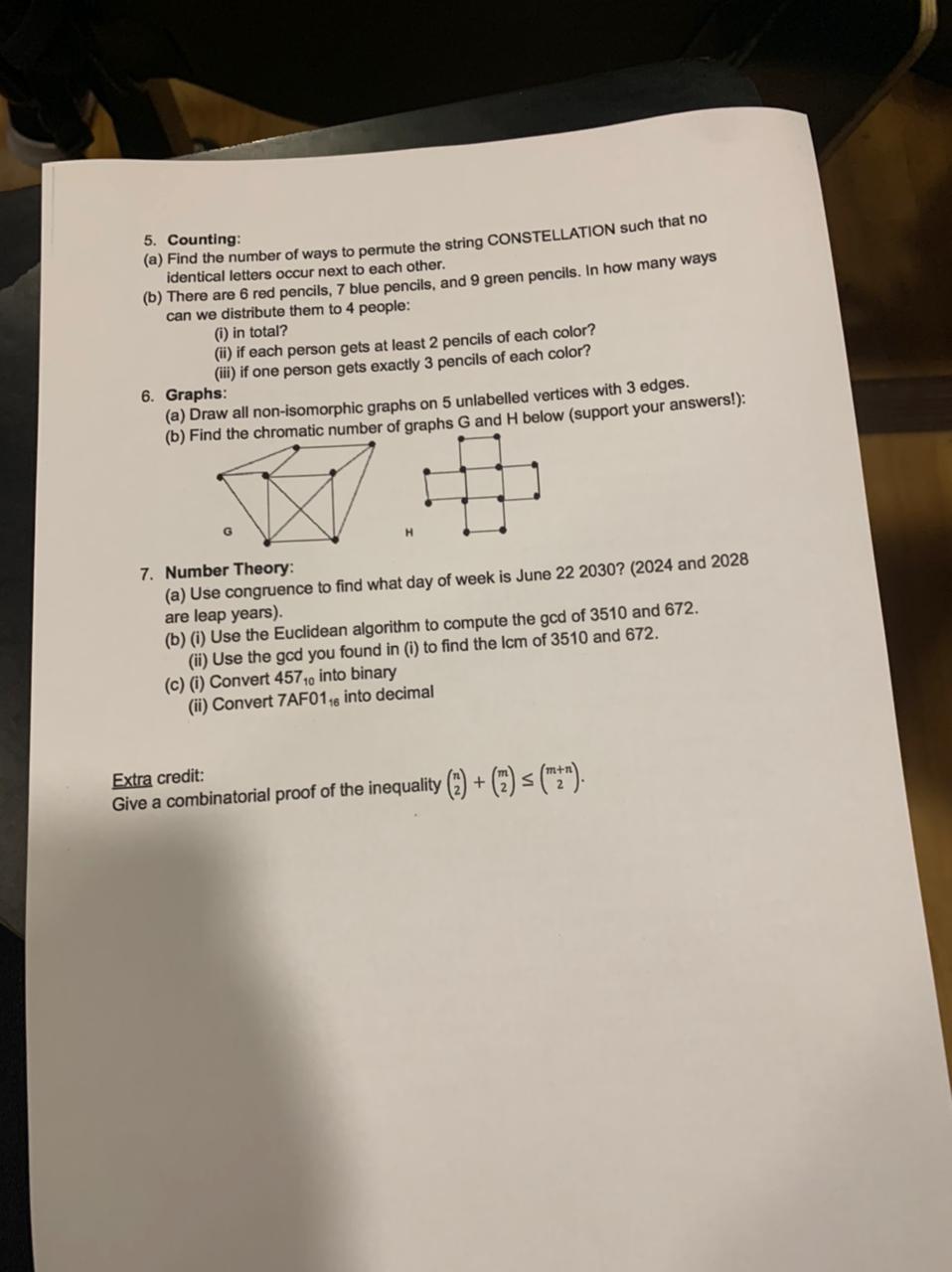 Solved 5. Counting: (a) Find the number of ways to permute | Chegg.com