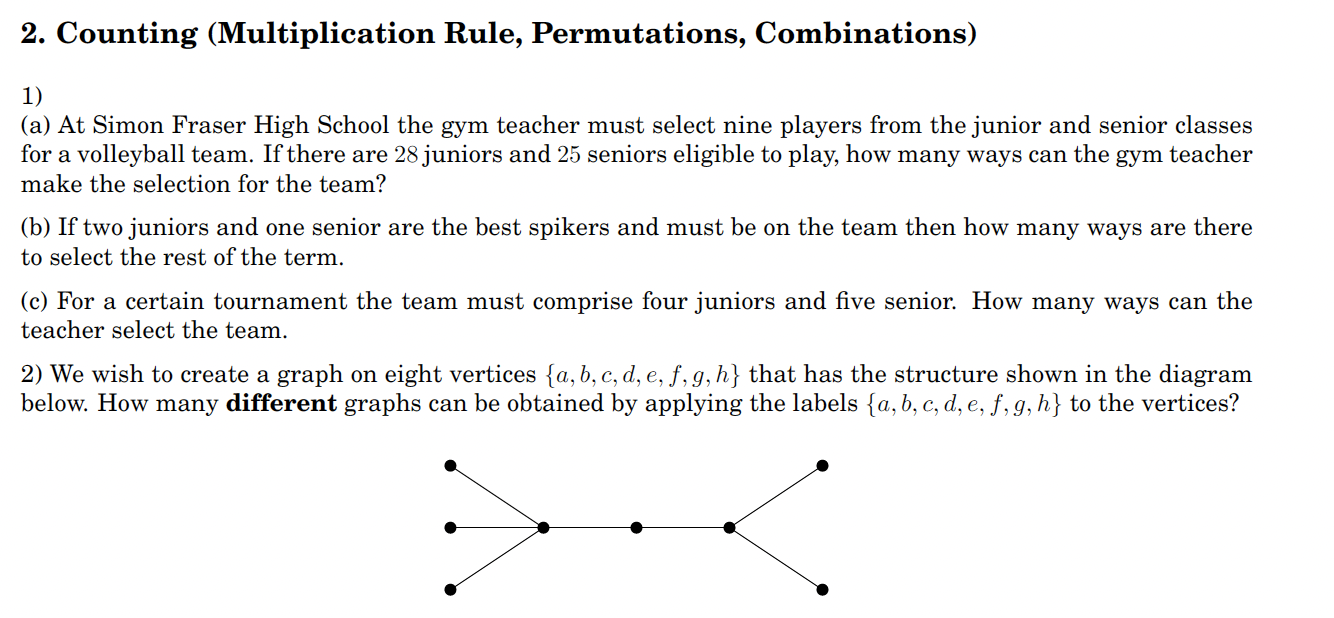 Solved 2. Counting (Multiplication Rule, Permutations, | Chegg.com