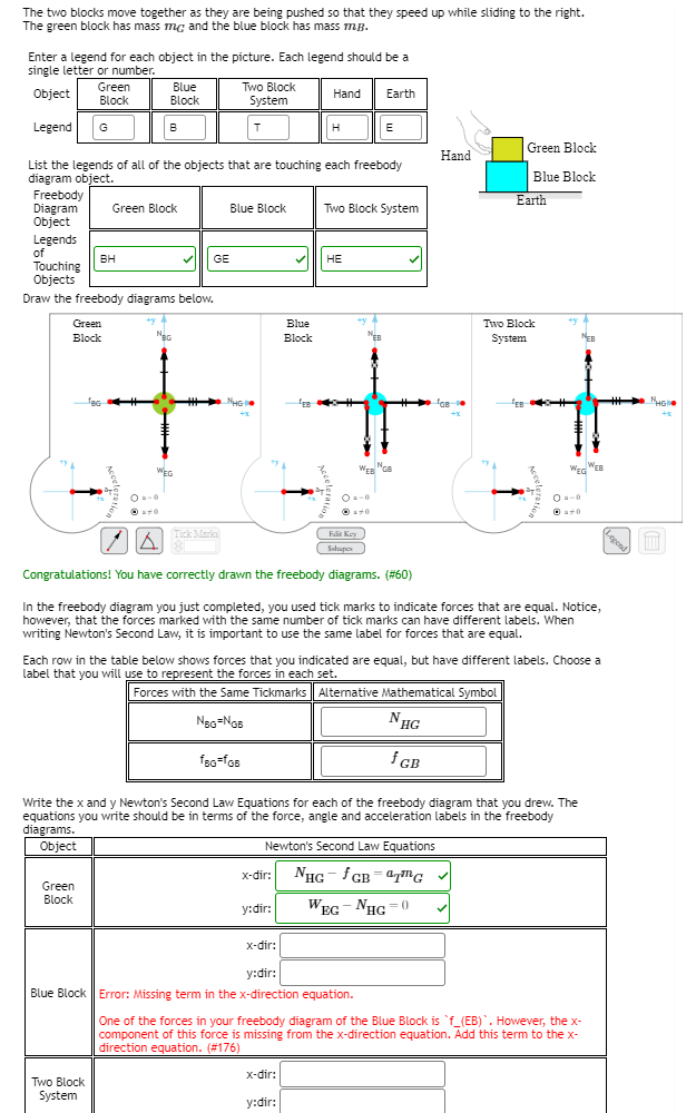 Solved The two blocks move together as they are being pushed | Chegg.com