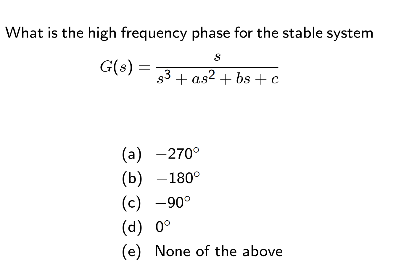 Solved What is the high frequency phase for the stable | Chegg.com