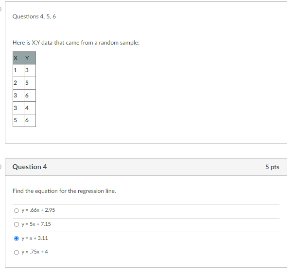 Solved Questions 4, 5, 6 Here is X,Y data that came | Chegg.com