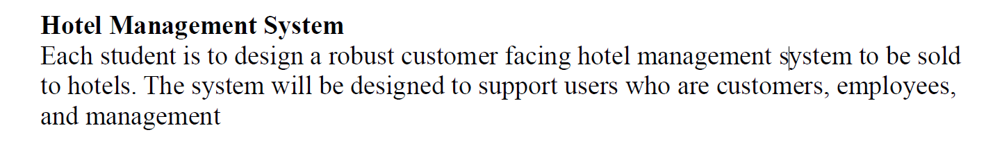 Hotel Management System Each student is to design a | Chegg.com