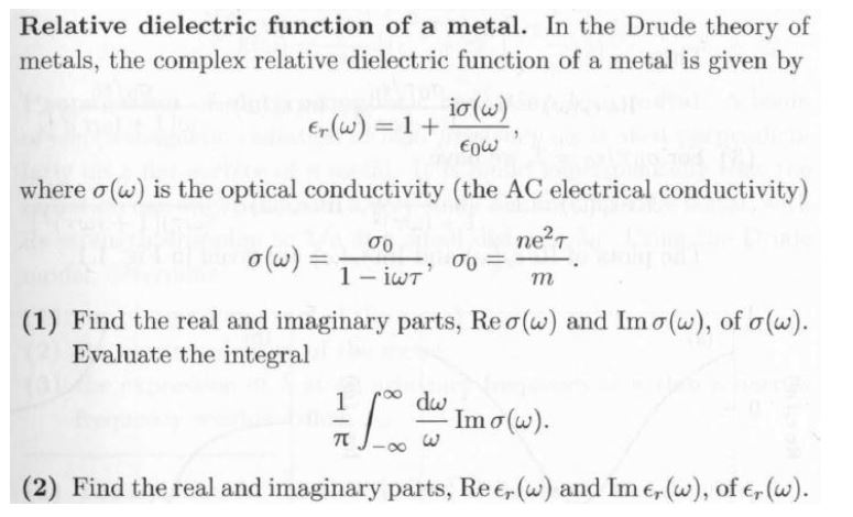 Solved Relative dielectric function of a metal. In the Drude | Chegg.com