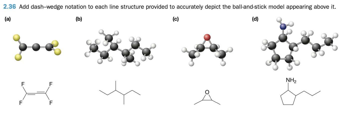 Solved 36 Add dash-wedge notation to each line structure | Chegg.com