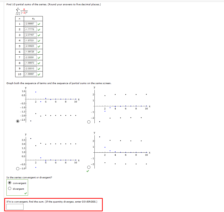 Solved Find 10 partial sums of the series. (Round your | Chegg.com