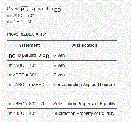 Solved 700 300 Given: BC is parallel to ED M2ABC = 70° | Chegg.com
