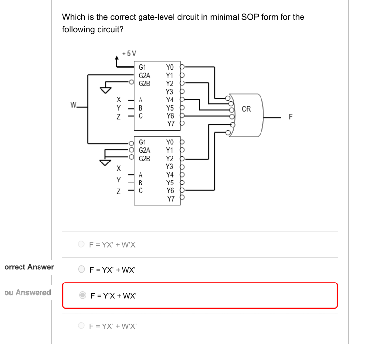 Solved Which is the correct gate-level circuit in minimal | Chegg.com