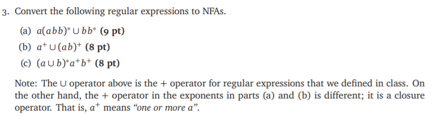 Solved 3. Convert the following regular expressions to NFAs. | Chegg.com