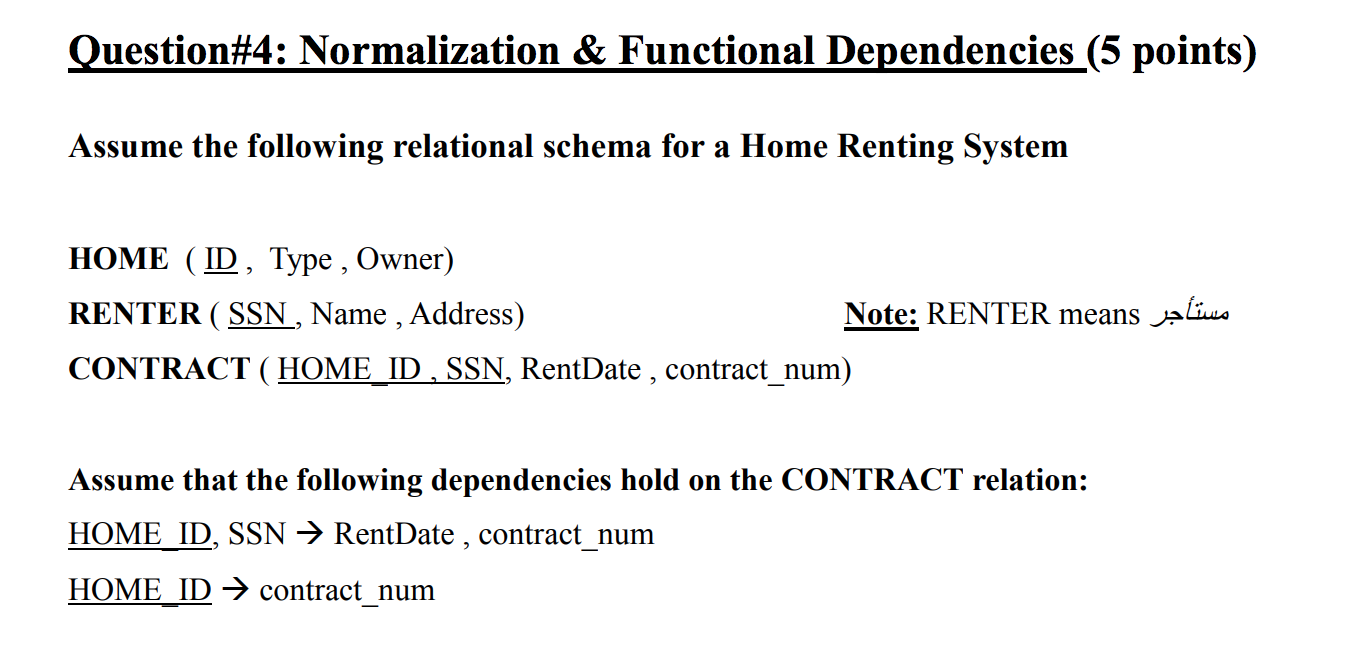 Solved Question#4: Normalization & Functional Dependencies | Chegg.com