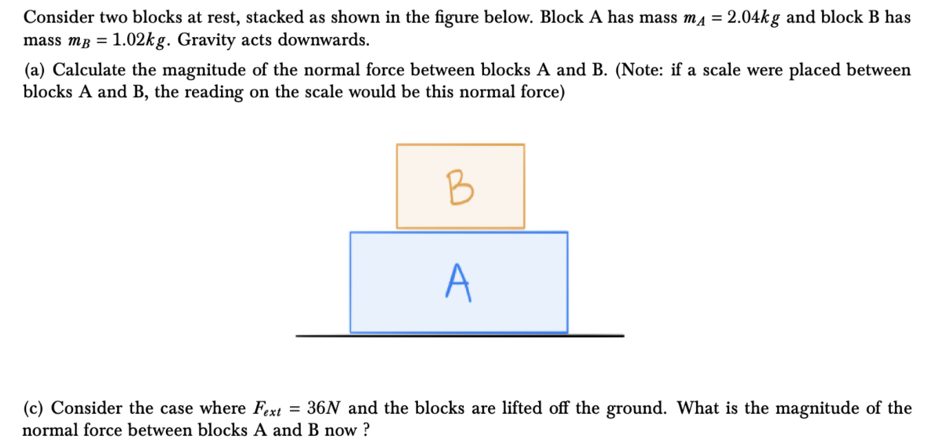 Solved = = Consider two blocks at rest, stacked as shown in | Chegg.com