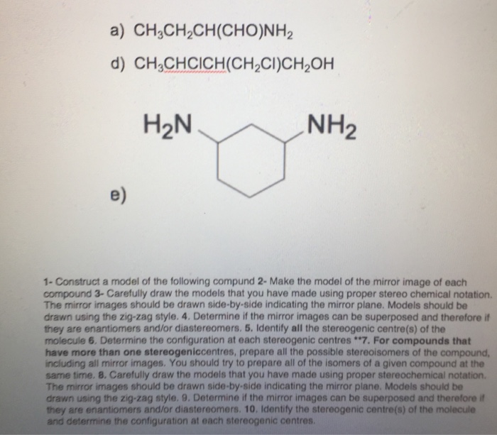 a) CH3CH2CH(CHO)NH2 d) CH3CHCICH(CH2CI)CH2OH H2N NH2 | Chegg.com