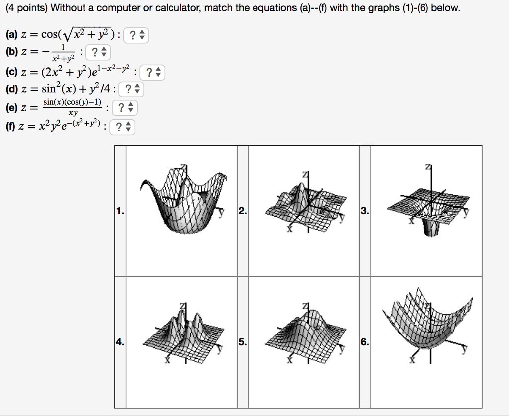 Solved (4 points) Without a computer or calculator, match | Chegg.com