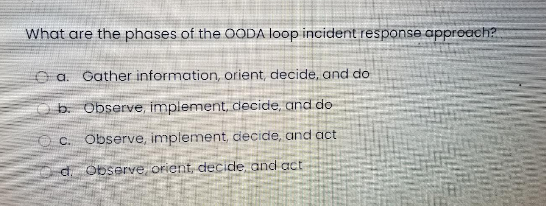 Solved What are the phases of the OODA loop incident | Chegg.com