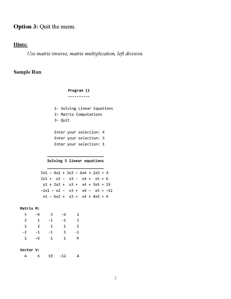 Main topics: Matrix Computations In this assignment, | Chegg.com