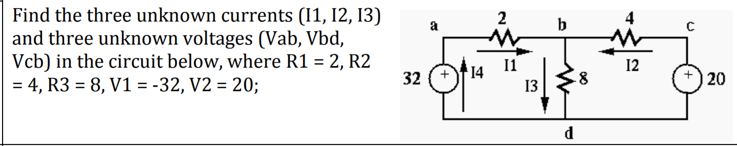 Solved 2 a b С Find the three unknown currents (11, 12, 13) | Chegg.com