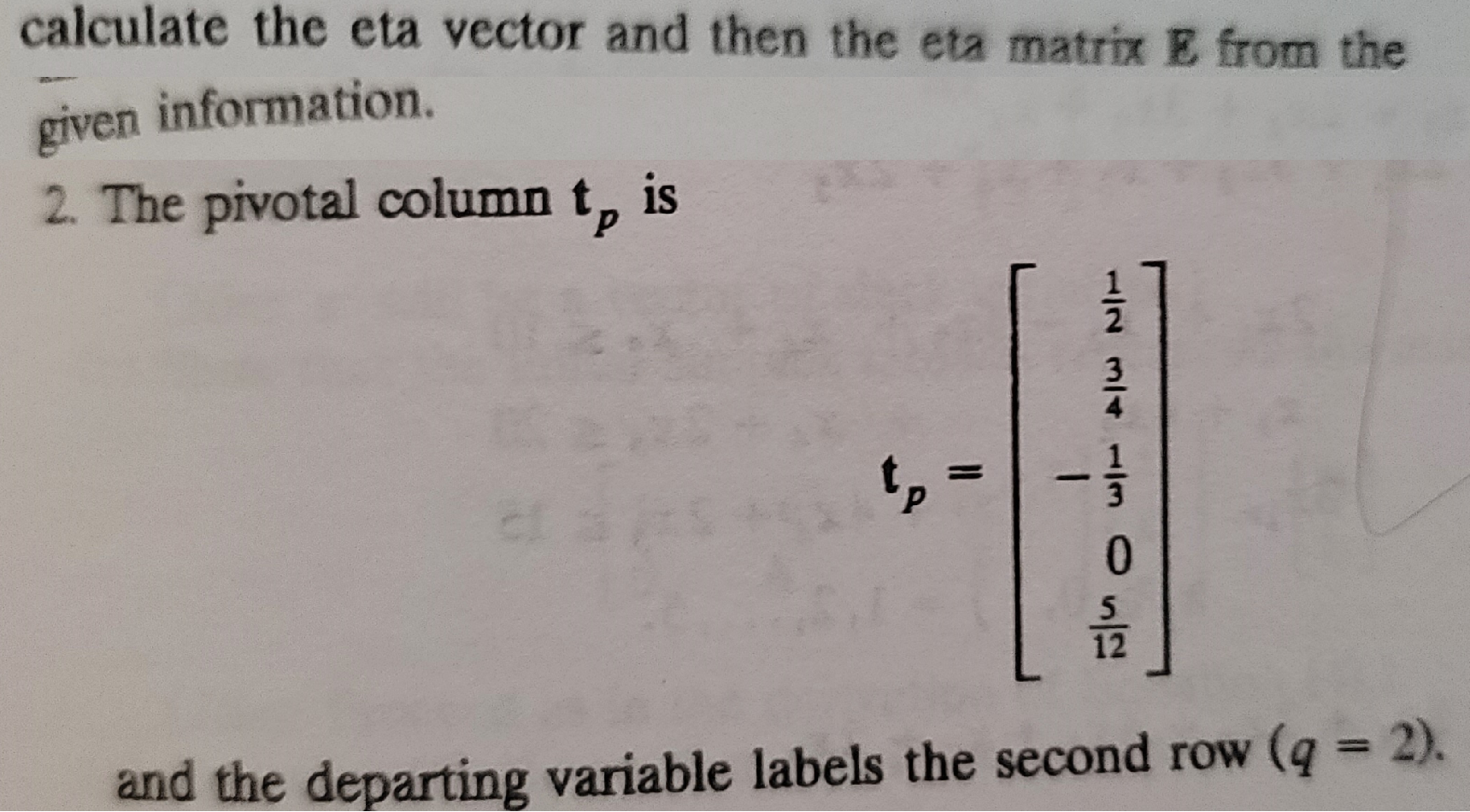 Solved calculate the eta vector and then the eta matrix E | Chegg.com