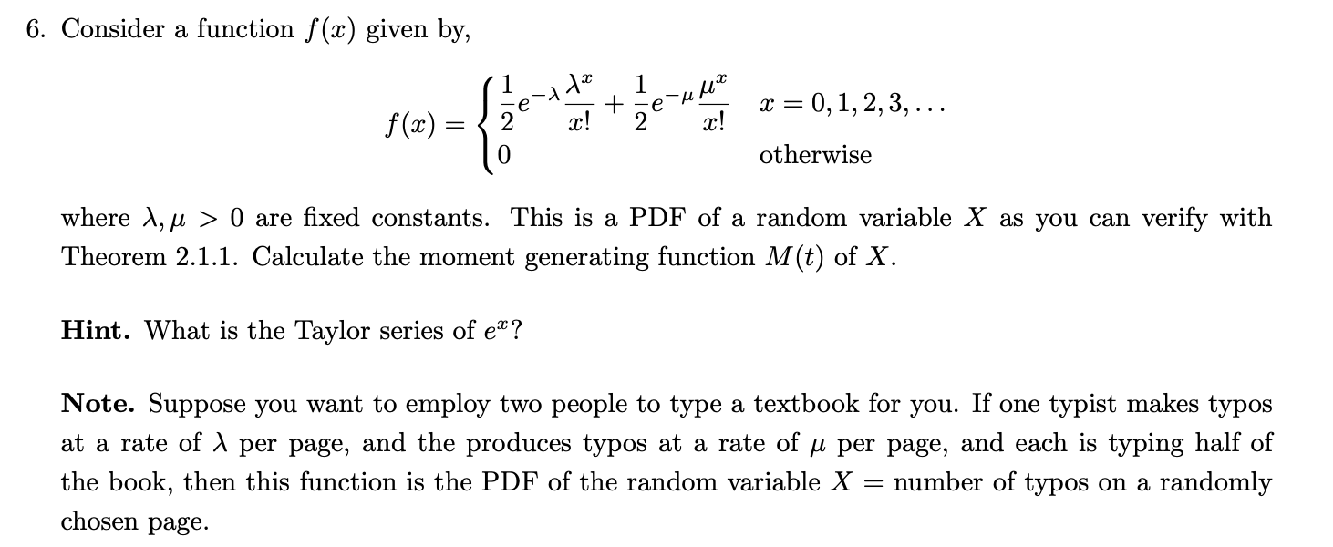Solved 6. Consider a function f(x) given by, | Chegg.com