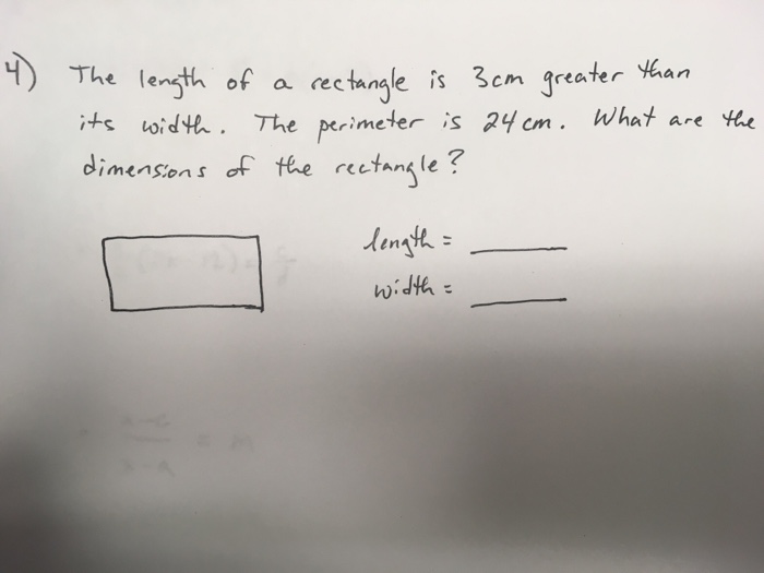 Solved The length of a rectangle is 3cm greater that its | Chegg.com