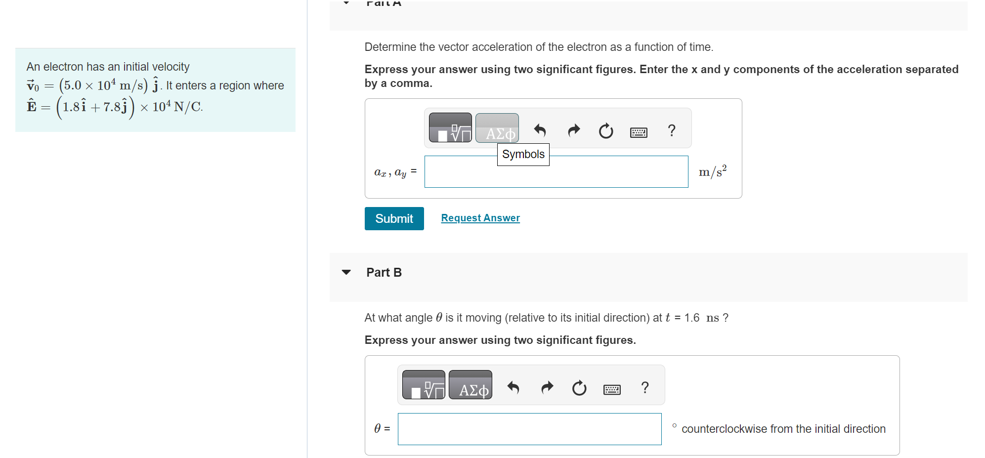 Solved Determine the vector acceleration of the electron as | Chegg.com