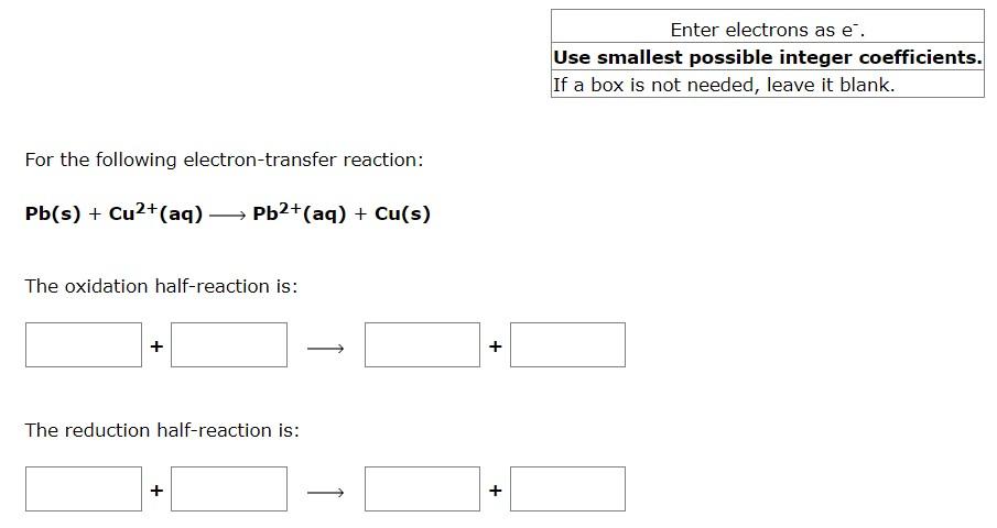 Solved For the following electron-transfer reaction: | Chegg.com