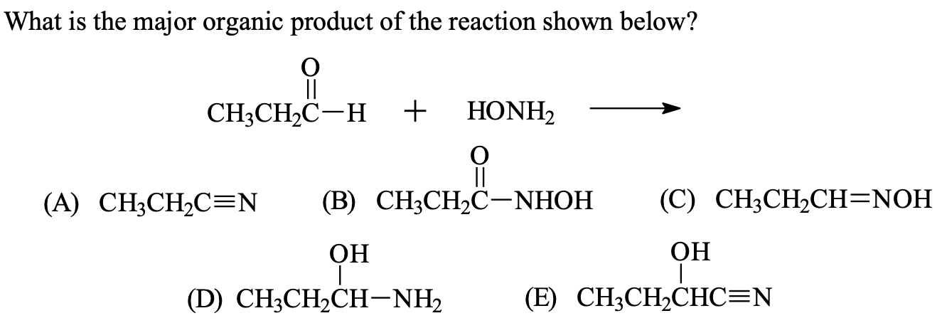Solved What is the major organic product of the reaction | Chegg.com