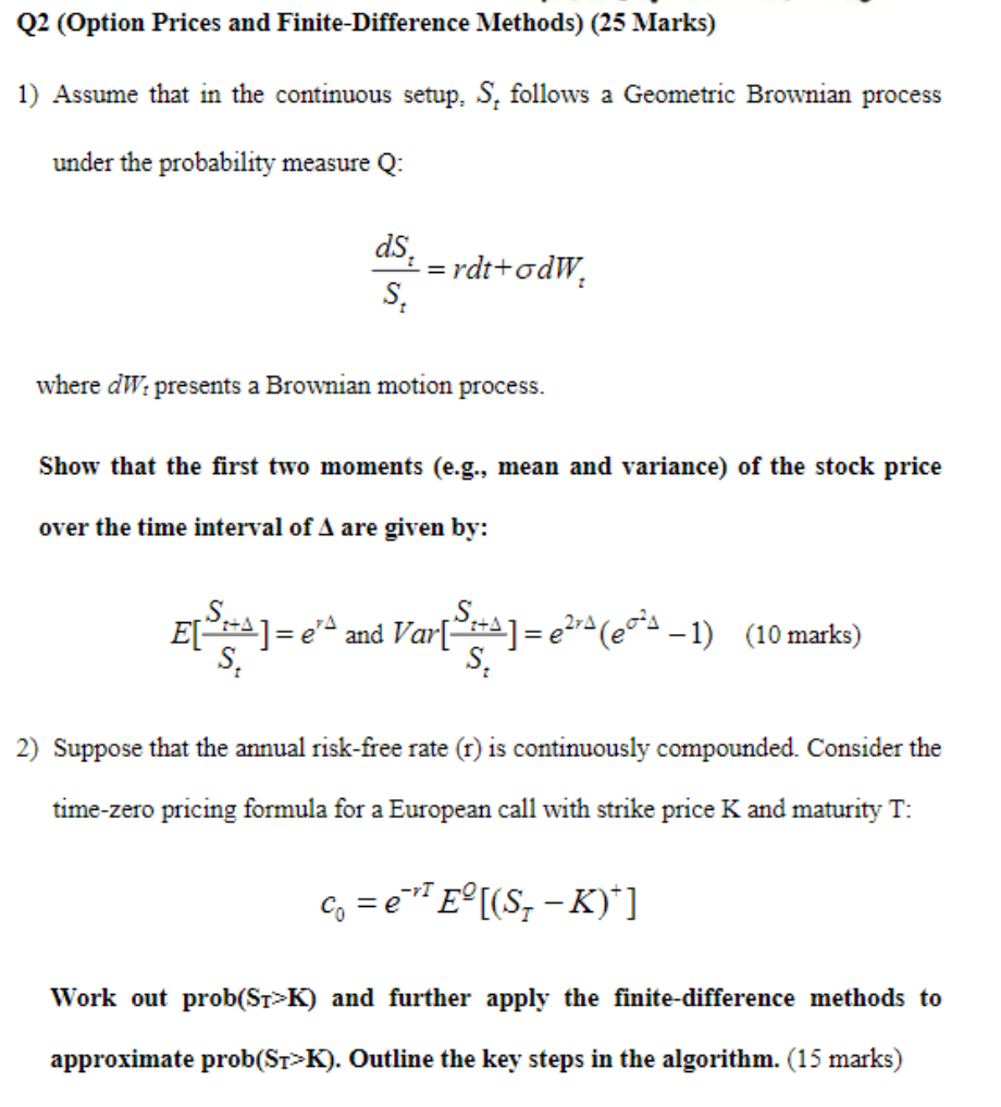 Solved 1) Assume that in the continuous setup, St follows a | Chegg.com
