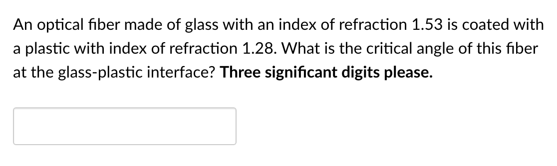 Solved An optical fiber made of glass with an index of | Chegg.com