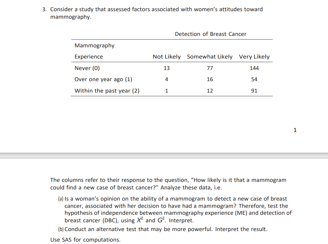 Solved 3. Consider a study that assessed factors associated | Chegg.com