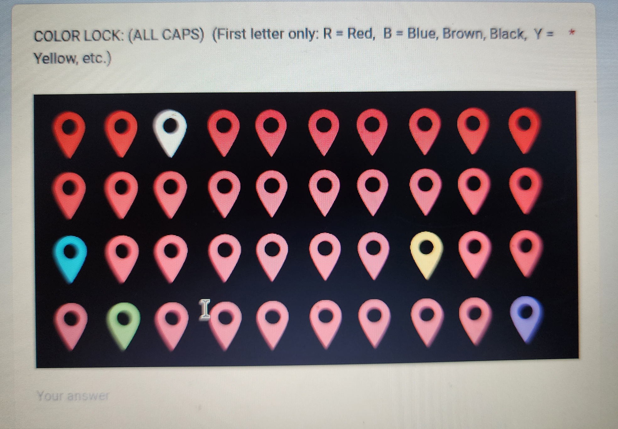 COLOR LOCK: (ALL CAPS) (First letter only: R= Red, B | Chegg.com