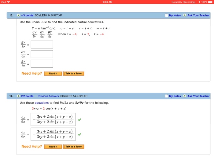Solved iPad令 9:46 AM rding) * 100%- 13.-3 points SCalcET8 | Chegg.com