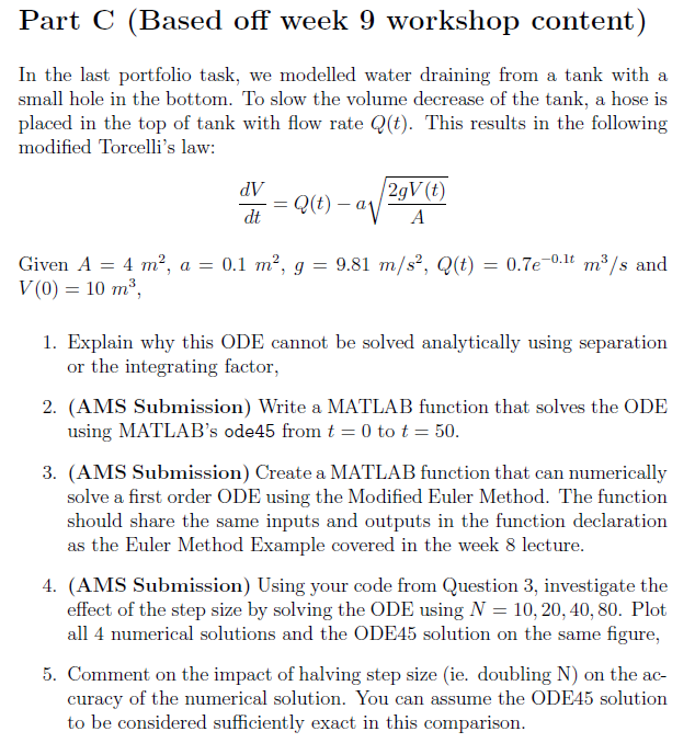 Solved Part C (Based off week 9 workshop content) In the | Chegg.com