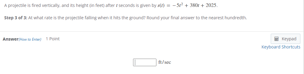 Solved A projectile is fired vertically, and its height (in | Chegg.com