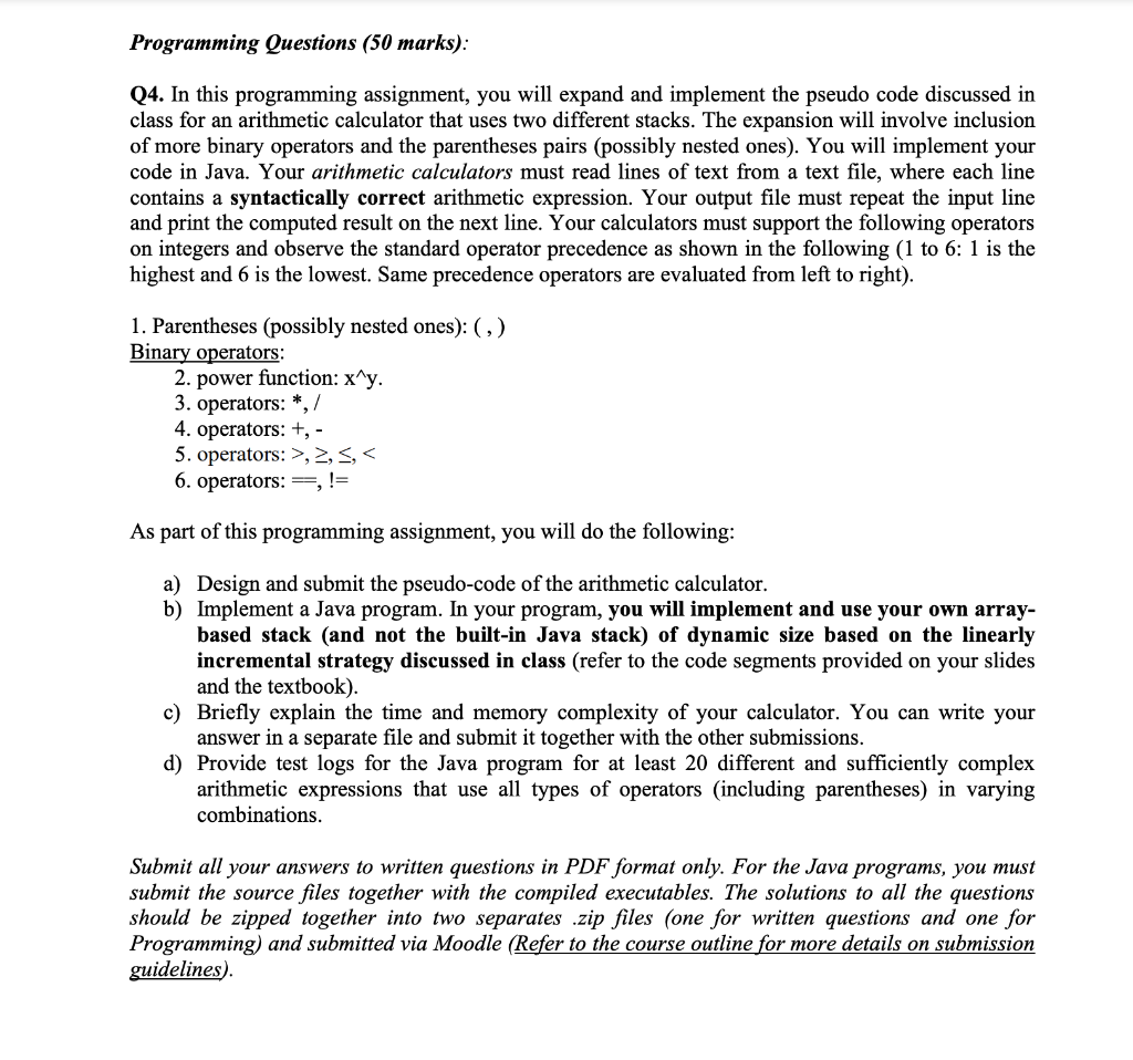 Solved Programming Questions (50 marks): Q4. In this | Chegg.com