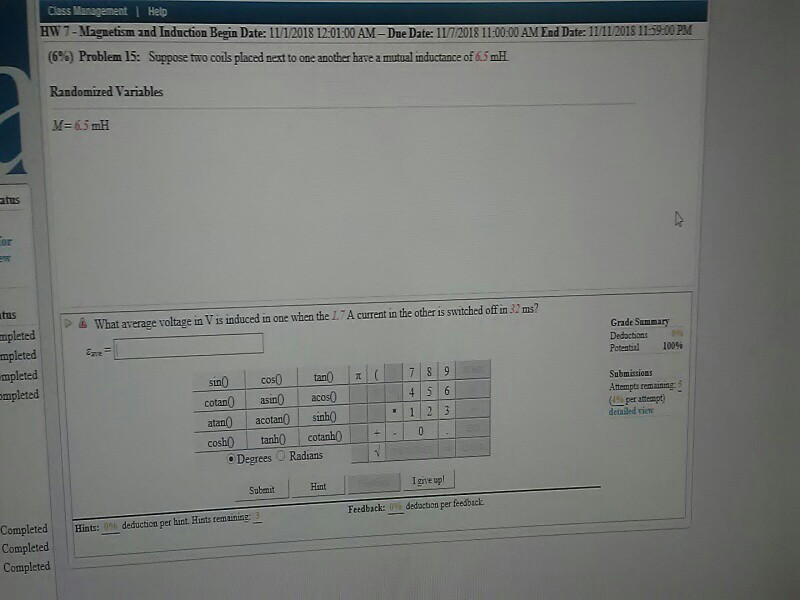 Solved Class Management Help HW 7-Magnetism and Induction | Chegg.com